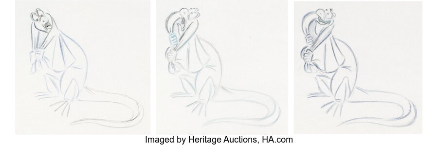 The Rescuers Down Under Frank Animation Drawing Sequence of 3 Walt ...