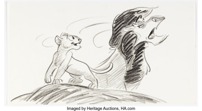 The Lion King Simba and Scar Early Development Storyboard Attributed to ...