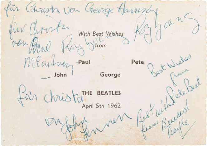 Beatles Rare Early Signatures with Roy Young and Bernard Boyle in ...