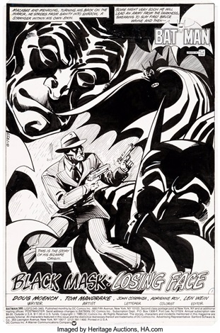 Tom Mandrake Batman 386 Complete 23-Page Story Black Mask Losing Face ...
