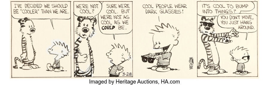 Bill Watterson Calvin and Hobbes Daily Comic Strip Original Art dated 3 ...