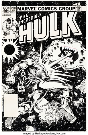 Al Milgrom and Steve Mitchell The Incredible Hulk 270 Cover Original ...