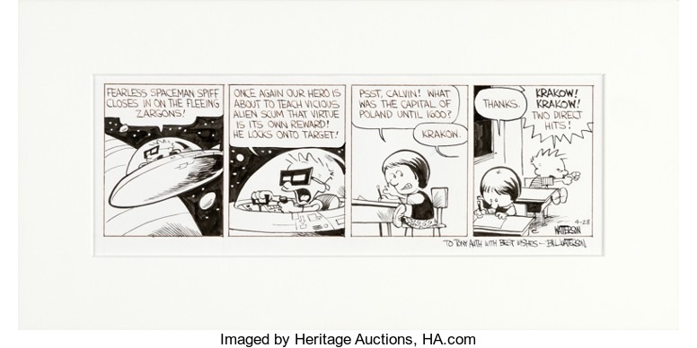 Calvin and Hobbes Daily Comic Strip Original Art dated 4-28-86 ...