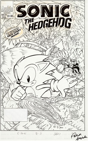 Pat Spaziante as Spaz Sonic the Hedgehog 31-33 Cover Original Art Group ...