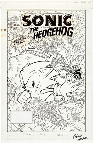 Pat Spaziante as Spaz Sonic the Hedgehog 31-33 Cover Original Art Group ...