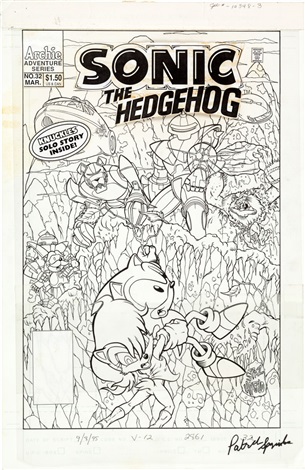 Pat Spaziante as Spaz Sonic the Hedgehog 31-33 Cover Original Art Group ...