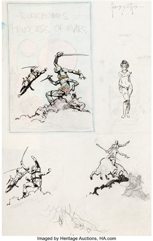 Frank Frazetta A Princess of Mars Cover Preliminary Original Art ...