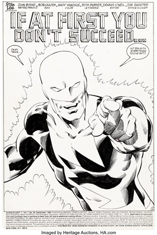 John Byrne and Bob Wiacek Alpha Flight 26 Splash Page 1 Original Art ...