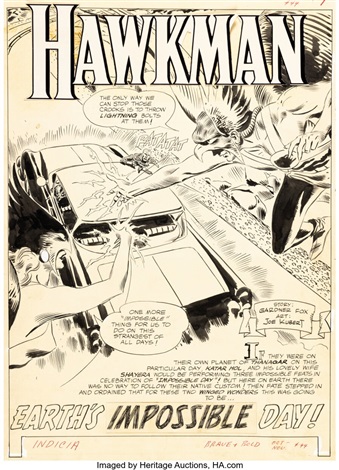 Joe Kubert The Brave and the Bold 44 Splash Page 1 Hawkman and Hawkgirl ...