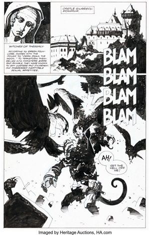 Mike Mignola Hellboy Wake the Devil 3 Story Page 1 Original Art Dark Horse, 1996 by Mike Mignola ...