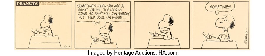 Charles Schulz Peanuts Snoopy Daily Comic Strip Original Art dated 5-19 ...