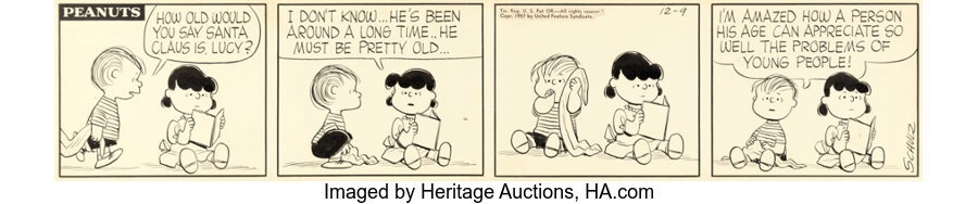 Charles Schulz Peanuts Daily Comic Strip Linus and Lucy Original Art ...