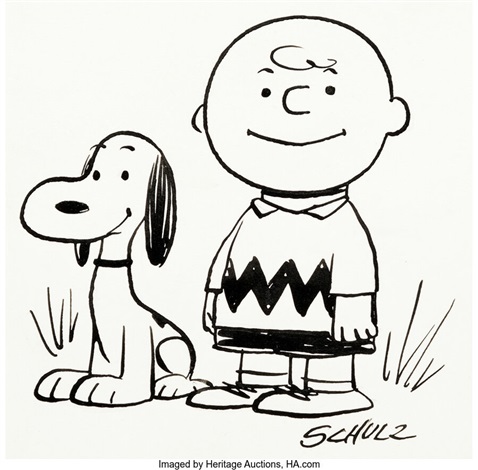 Charles Schulz - Charlie Brown and Snoopy from Peanuts Illustration ...