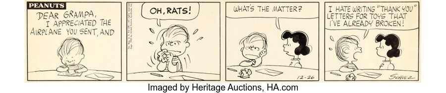 Charles Schulz Peanuts Daily Comic Strip Linus and Lucy Original Art ...