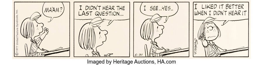 Charles Schulz Peanuts Daily Comic Strip Peppermint Patty Original Art ...