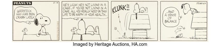 Charles Schulz Peanuts Daily Comic Strip Snoopy and Woodstock Original ...