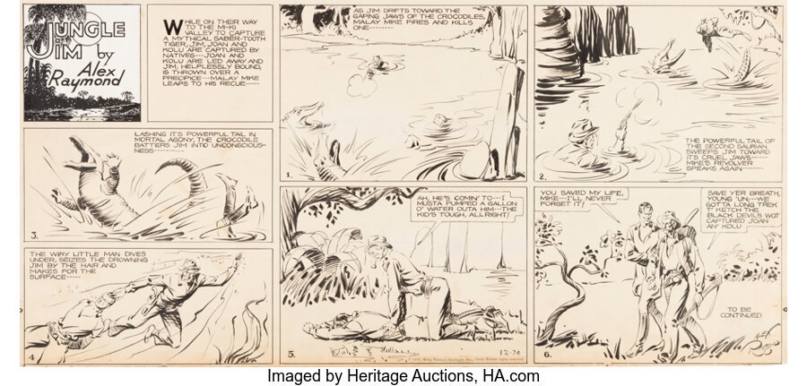 Alex Raymond Jungle Jim Sunday Comic Strip Original Art dated 12-30-34 King Features Syndicate ...