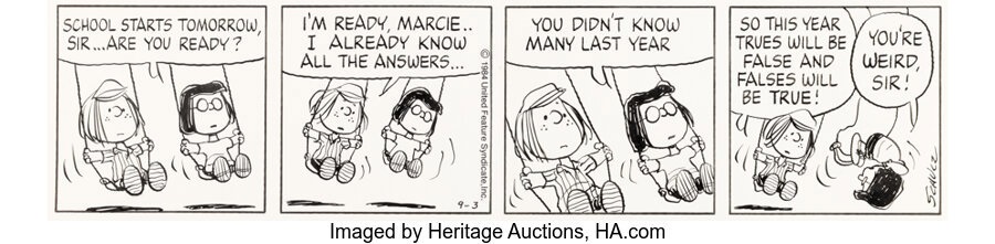 Charles Schulz Peanuts Daily Comic Strip Peppermint Patty Original Art ...