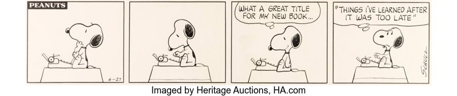Charles Schulz Peanuts Daily Comic Strip Snoopy Original Art dated 6-27-72 United Feature ...