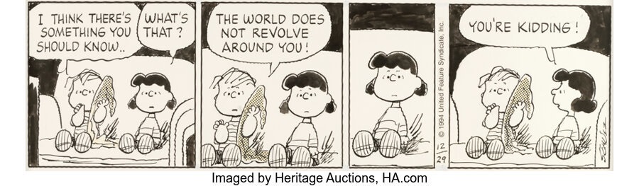 Charles Schulz Peanuts Daily Comic Strip Original Art dated 12-29-94 United Feature Syndicate ...