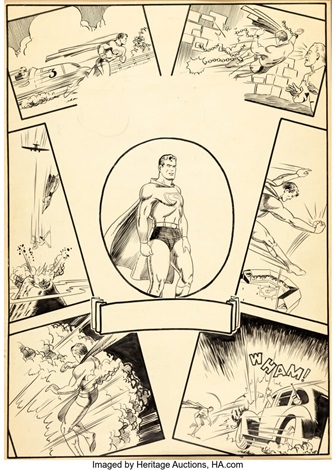 Joe Shuster Studio Superman Frontispiece Illustration Original Art DC ...