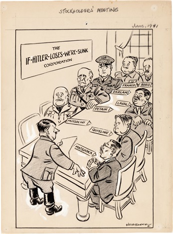 Herbert Block aka Herblock -- Hitler Editorial Cartoon Original Art by ...
