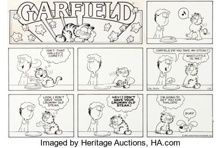 Jim Davis Garfield Sunday Comic Strip Original Art dated 1-23-1983 ...