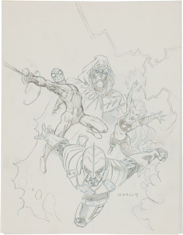 Alex Horley Comics Buyers Guide 1609 Cover and Cover Preliminary Sketch ...