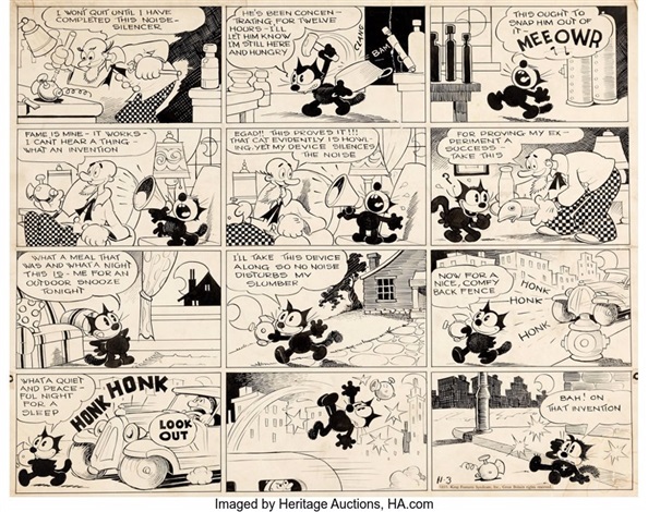 Otto Messmer Felix the Cat Sunday Comic Strip Original Art dated 11-3 ...