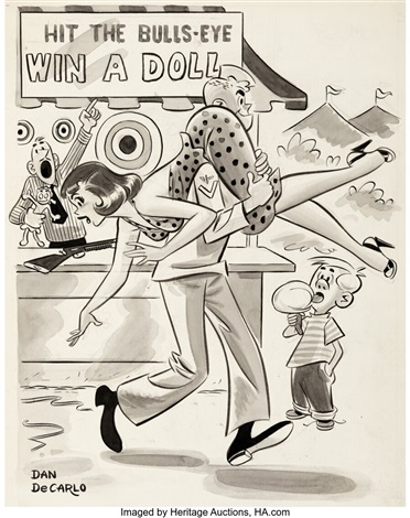 Dan DeCarlo Romp Single Panel Gag Cartoon Illustration Original Art Humorama, 1955. by Dan ...