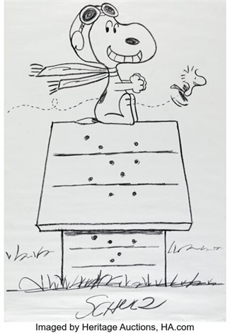 Snoopy as WWI Flying Ace from Peanuts Illustration Original Art by ...