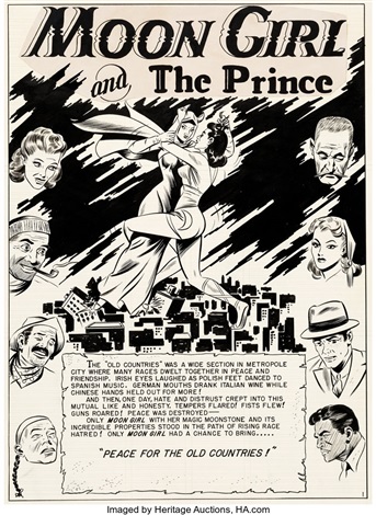 Sheldon Moldoff Moon Girl 1 Splash Page 1 Original Art EC, 1948 by ...