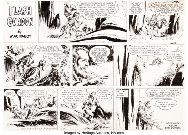 Mac Raboy Flash Gordon Sunday Comic Strip Original Art dated 2-24-57 ...