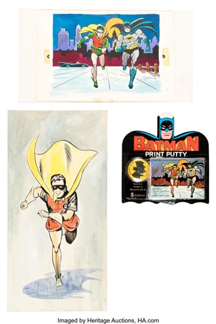 Batman Print Putty Cover Painting, Robin Painting Original Art, and ...