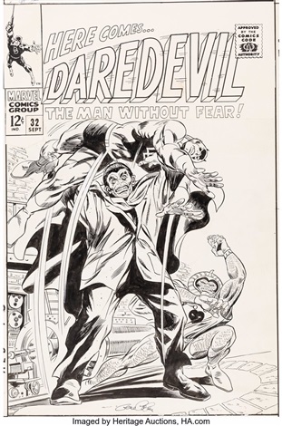 Gene Colan and John Tartaglione Daredevil 32 Cover Original Art Marvel ...