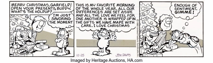 Jim Davis Garfield Christmas Day Comic Strip dated 12-25-85 PawsUnited ...