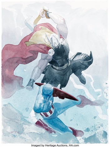 Esad Ribic - Captain America vs. Thor Painting Original Art undated by ...