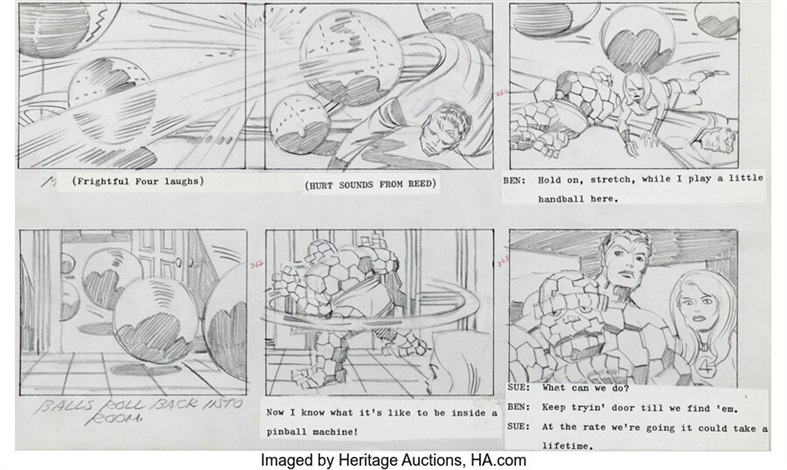 Jack Kirby Fantastic Four The Frightful Four Storyboard 61 Original Animation Art DePatie ...