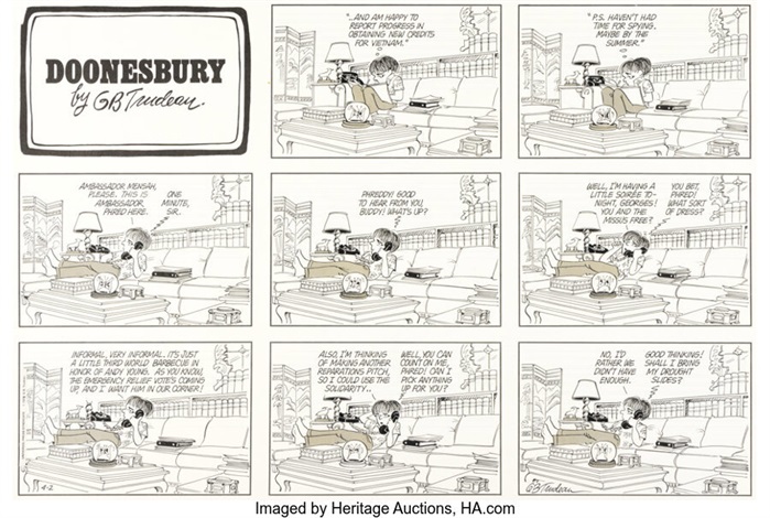 Garry Trudeau Doonesbury Sunday Comic Strip Original Art dated 4-2-78 ...