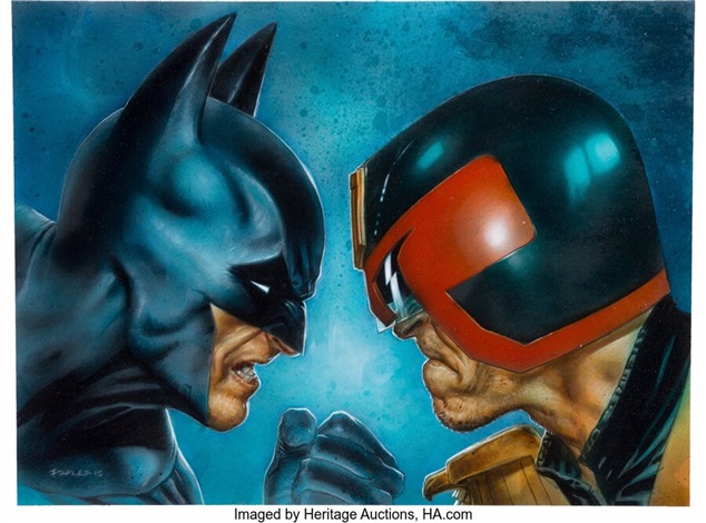 Greg Staples - Batman vs. Judge Dredd Painting Original Art c. 2006 by ...