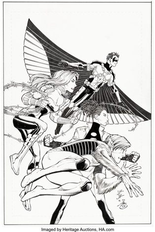 John Romita Jr. and Danny Miki Teen Titans 19 Variant Cover Original Art DC, 2016 by John Romita ...