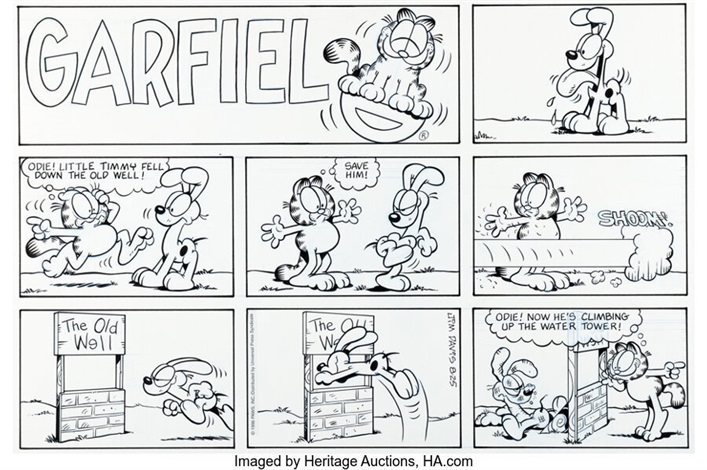 Jim Davis Garfield Sunday Comic Strip Original Art dated 8-25-96 PAWS ...