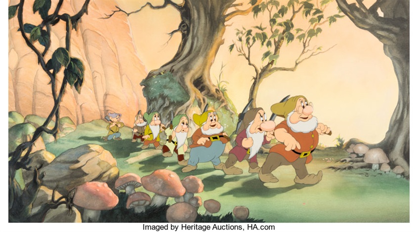 Snow White And The Seven Dwarfs Production Cel And Key Master Pan