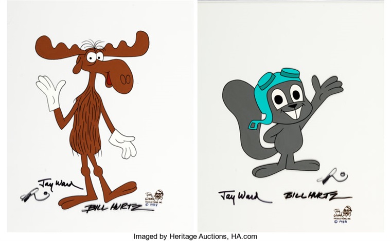 The Rocky and Bullwinkle Show Rockey and Bullwinkle Signed Scene Cels ...