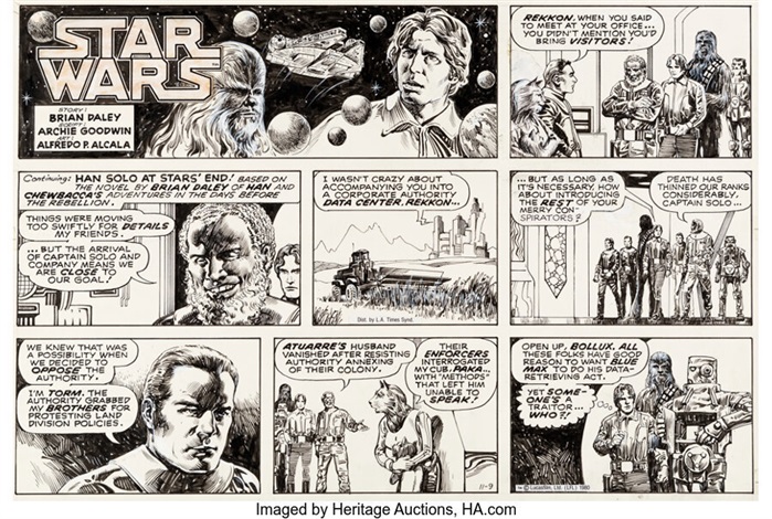 Alfredo Alcala Star Wars Sunday Comic Strip Original Art dated 11-9-80 ...