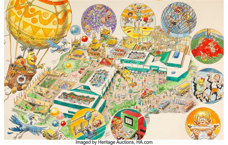 Jack Davis - Sesame Place Map Illustration Original Art c. 1980 by Jack ...
