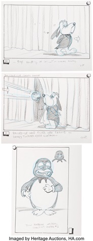 Who Framed Roger Rabbit Droopy and Penguin Storyboard Drawings Group of ...