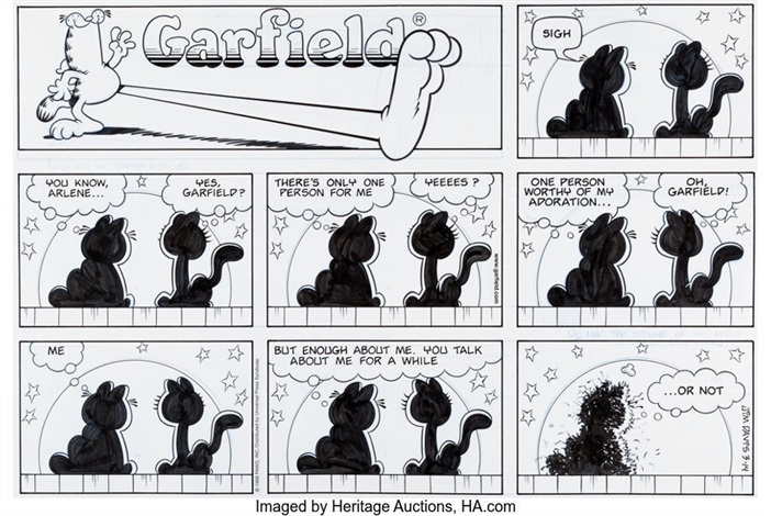 Jim Davis Garfield Sunday Comic Strip Original Art Dated 3-14-99 ...