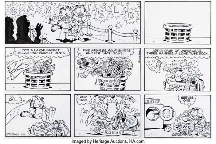 Jim Davis Garfield Sunday Comic Strip Original Art Dated 2-12-06 ...