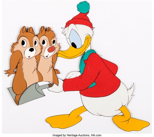 Corn Chips Donald Duck And Chip N Dale Production Cels Group Of 2 Walt Disney 1951 Total 2